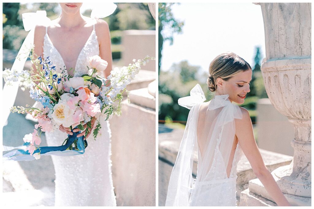 Modern wedding design with light blue and peach tones - Amber&Muse