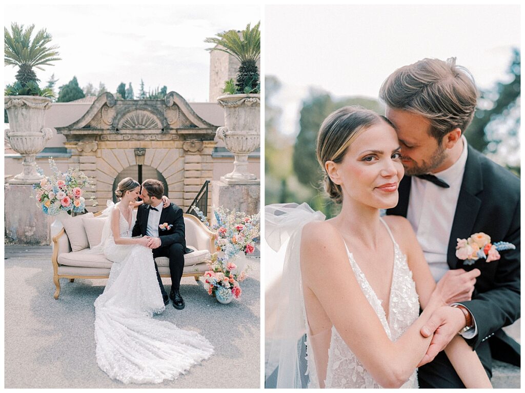 Modern wedding design with light blue and peach tones - Amber&Muse