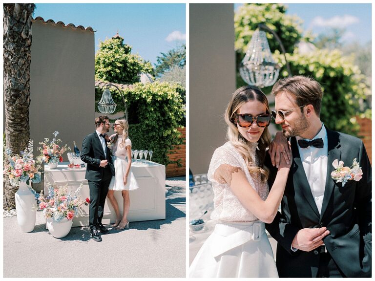 Modern wedding design with light blue and peach tones - Amber&Muse